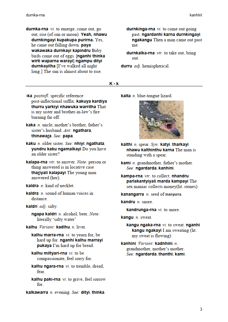 Encyclopedic dictionary – Diyari